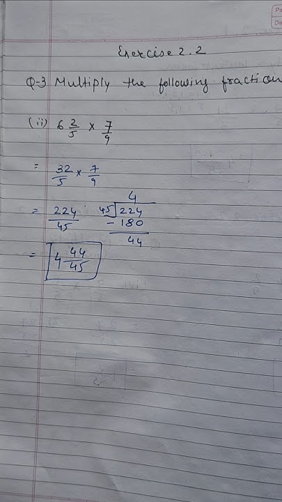 Multiply the following fraction | Exercise 2.2 Q-3 Ch-2 Fraction and Decimals - YouTube