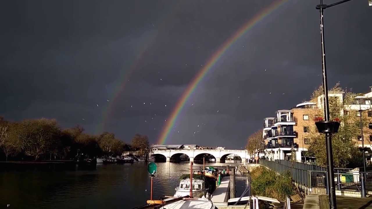 Double Rainbow over bridge - YouTube