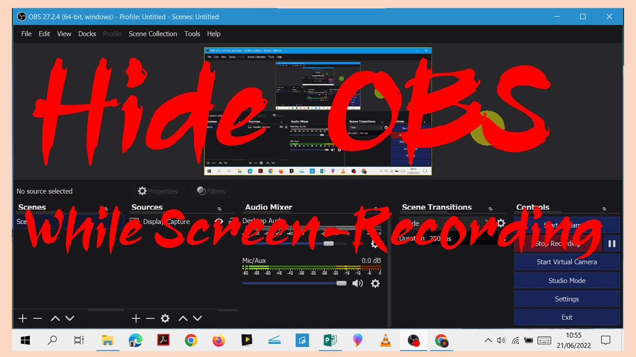 Hide Obs Studio while Screen Recording Windows - YouTube