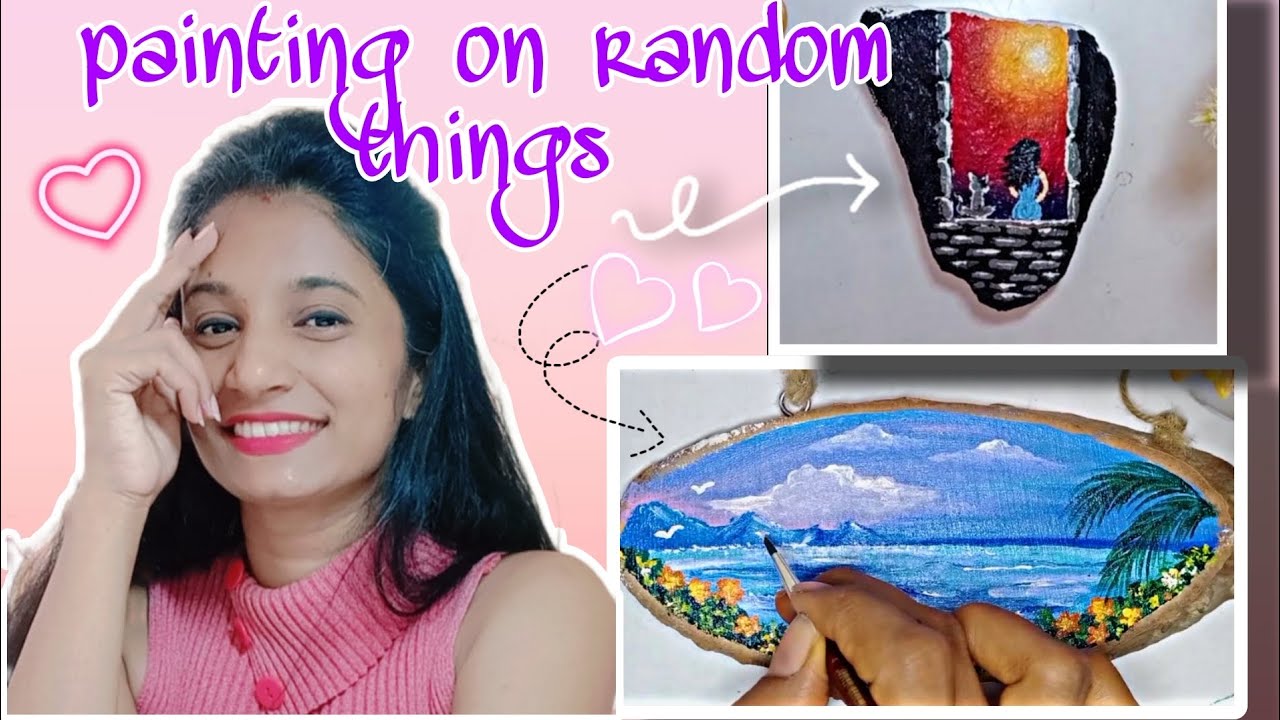 painting on random things 🎨🖌 | wooden slice | stone - YouTube