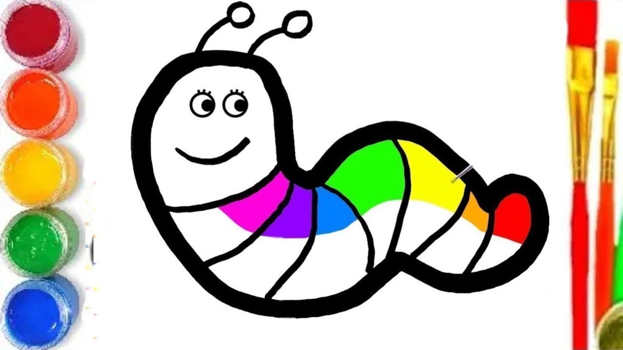 Caterpillar Rainbow Drawing, Painting, Coloring for Kids & Toddlers ...