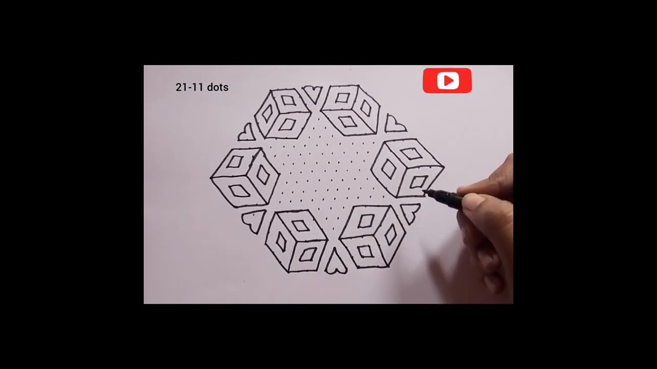 21-11 dots box rangoli design - YouTube