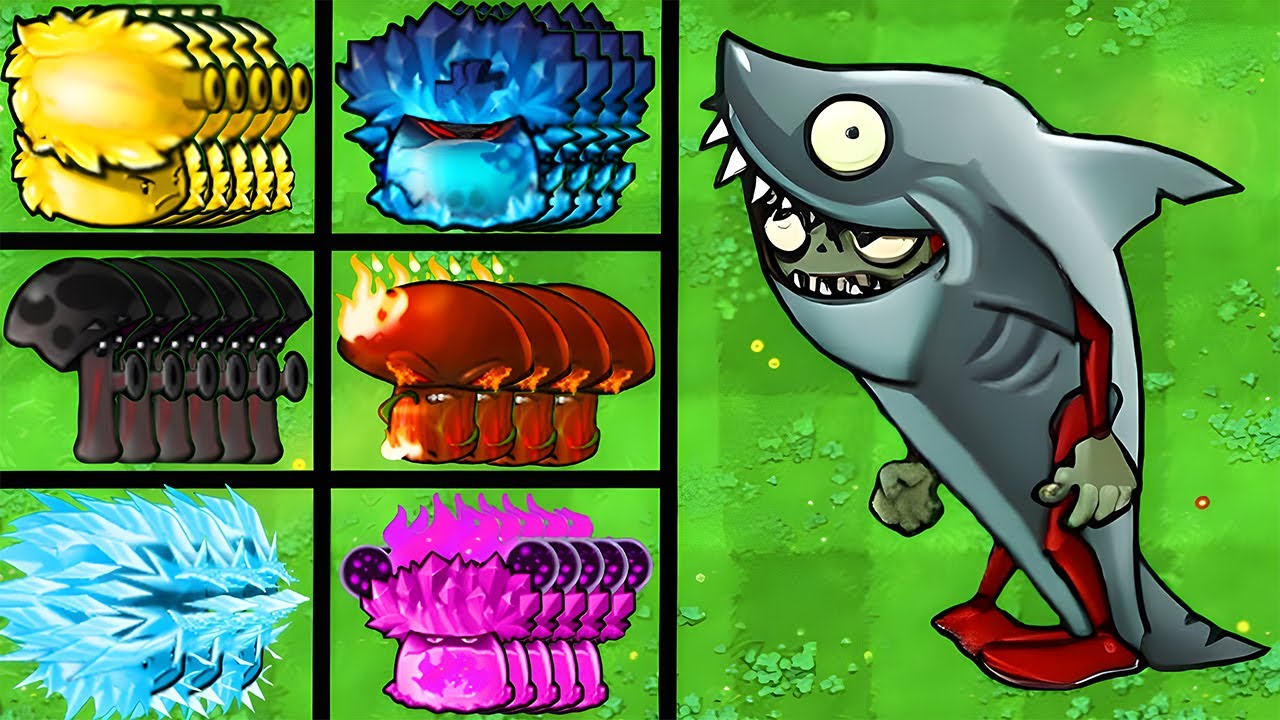 PVZ 1 Hybrid Challenge | All Hybrid Mushrooms Vs Shark Zombie | Epic ...