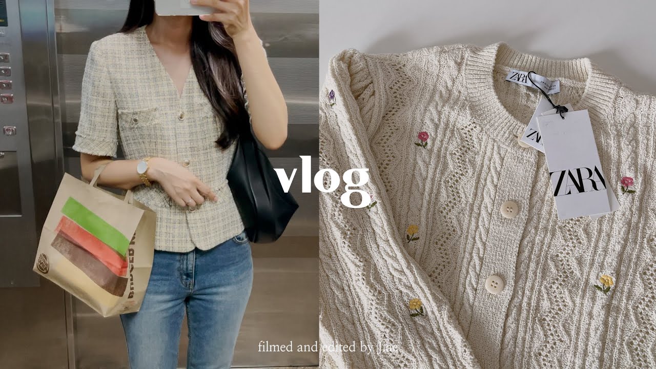 Vlog 직장인 브이로그 데일리룩 자라 신상 가을니트 하울 먹는게 전부인 브이로그 출근룩루에브르아보네자라 먹방