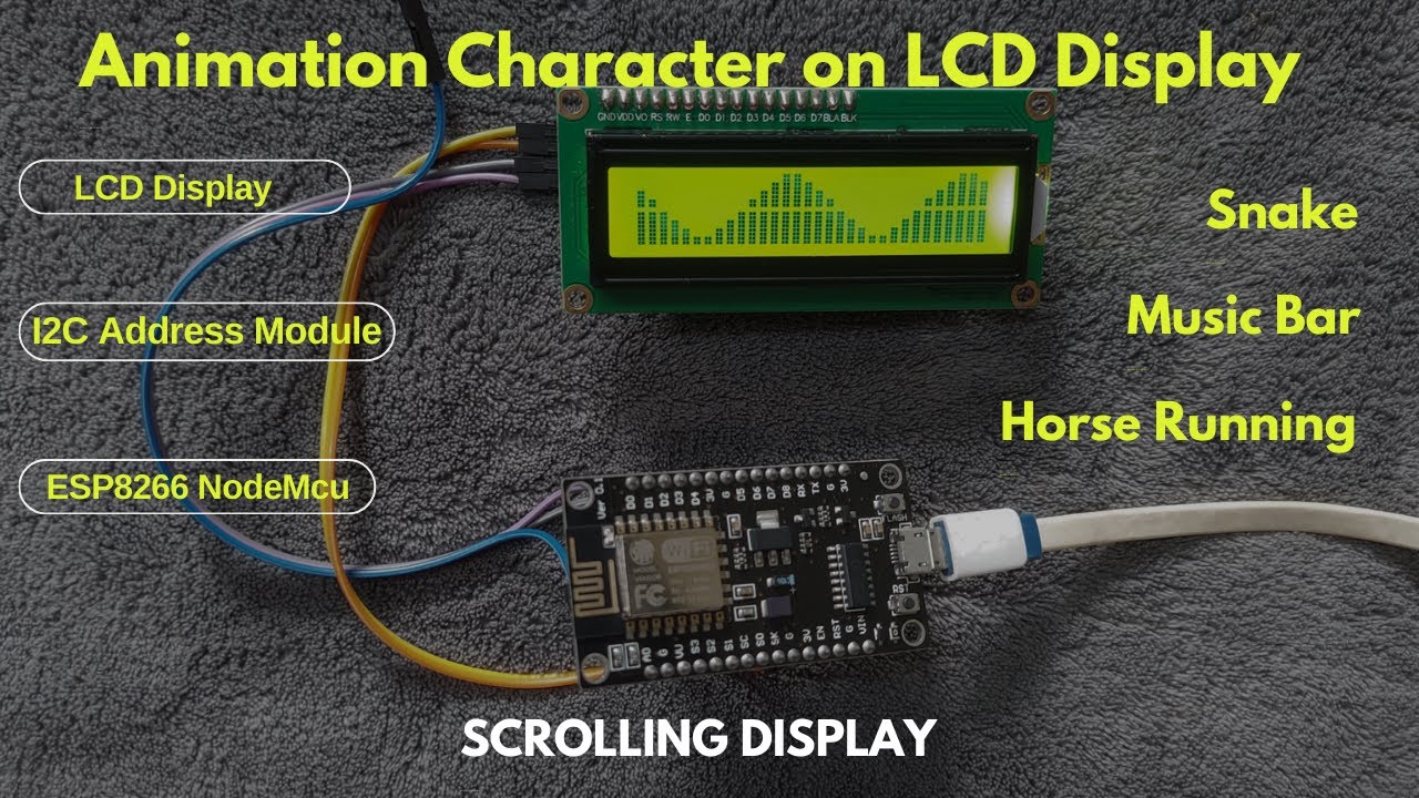 ESP8266 NodeMcu with 16x2 I2C LCD Display | Animation Display ...