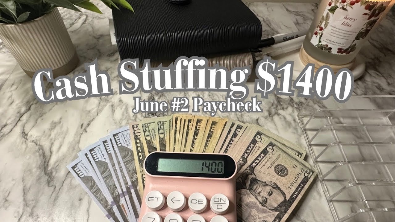 Cash Stuffing $1400 | June Paycheck #2 | 22 yo cash budgeter - YouTube