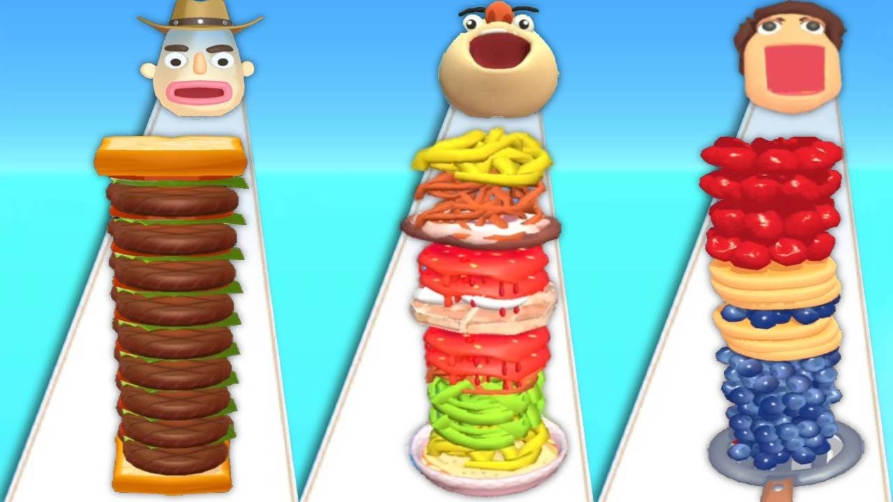 SANDWICH RUNNER vs NOODLE RUN vs PANCAKE RUN - Triple Food Gameplay ...