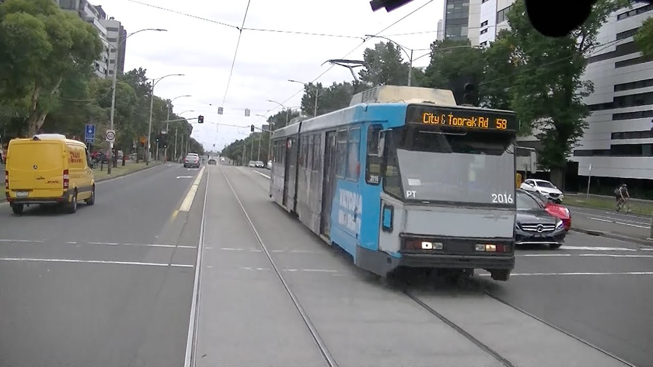 Driver's View Tram 58d Melbourne. Kingsway to Essendon Depot. Part 2 ...