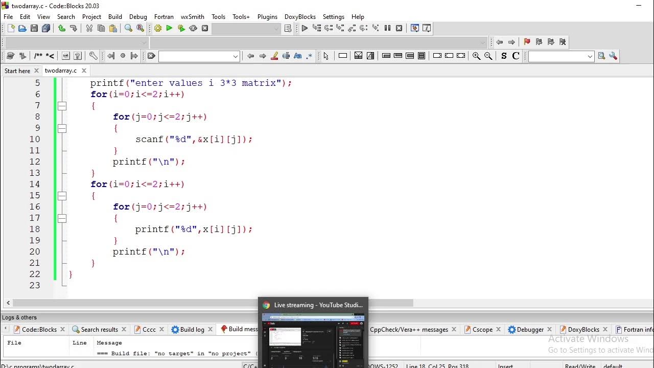 21. c language live lecture (Two Dimensional array) - YouTube