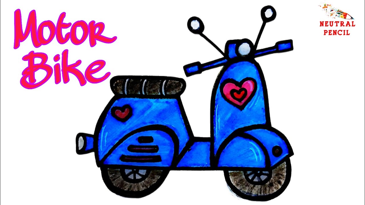 MotorBike Drawing And Colouring For Kids || Motorbike Draw Krna Sikhe ...