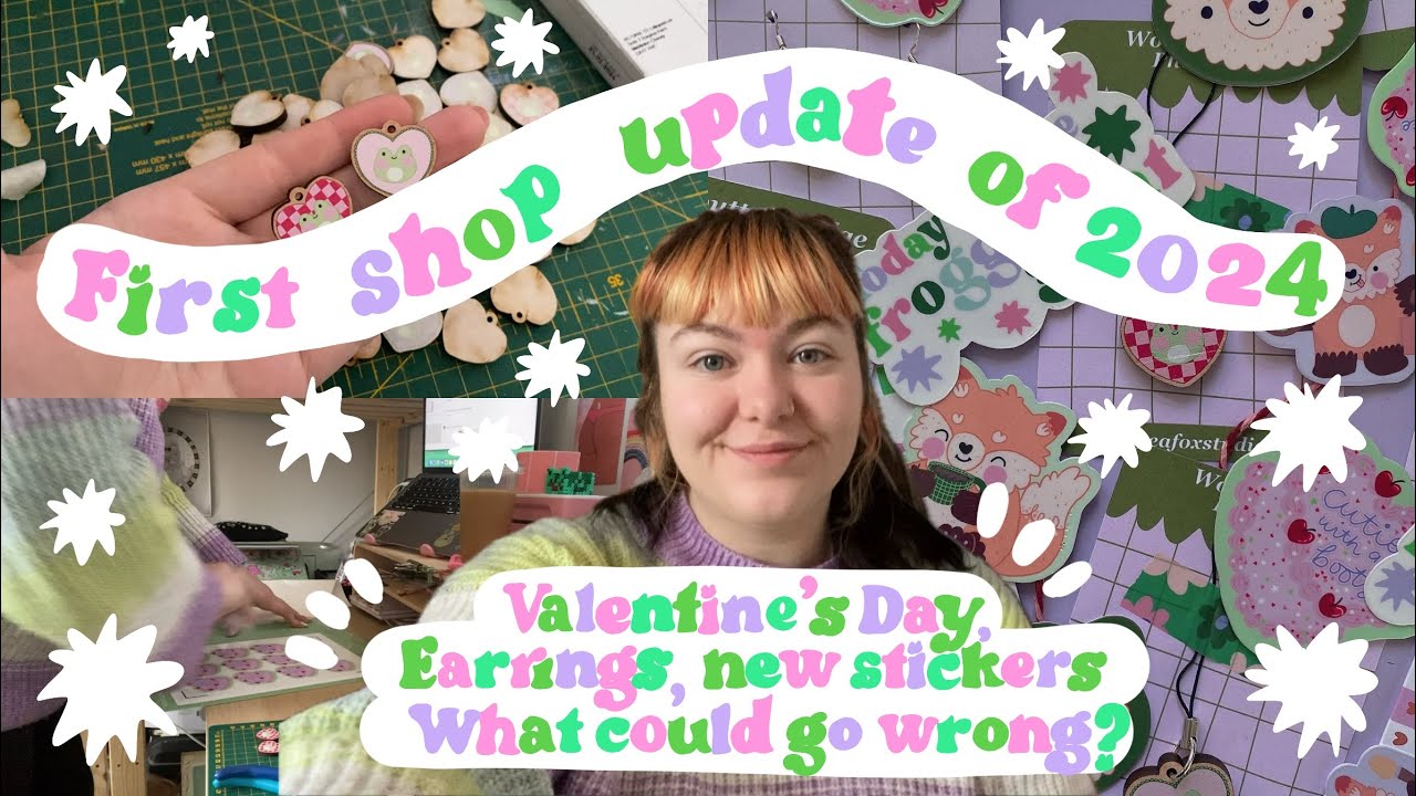 STUDIO VLOG💕My first shop update for 2024💕valentines day prep, earrings- shop update goes wrong ...