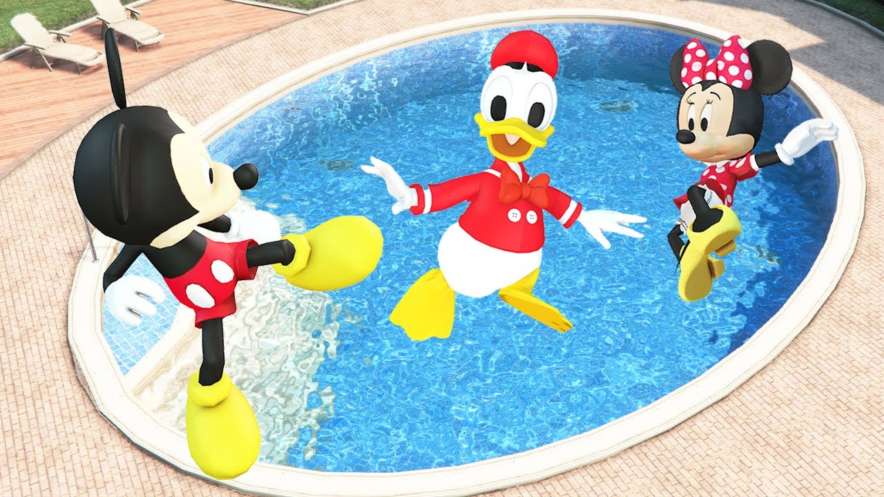 GTA 5 Mickey Mouse, Minnie & Donald Duck, Daisy Jumping Into Water Ep.7 ...
