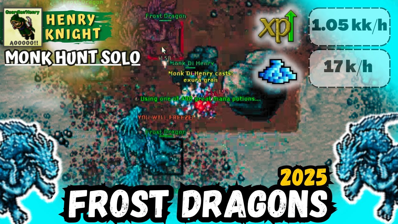 Tibia: MONK LV 85 Hunt Solo FROST DRAGONS OKOLNIR - YouTube