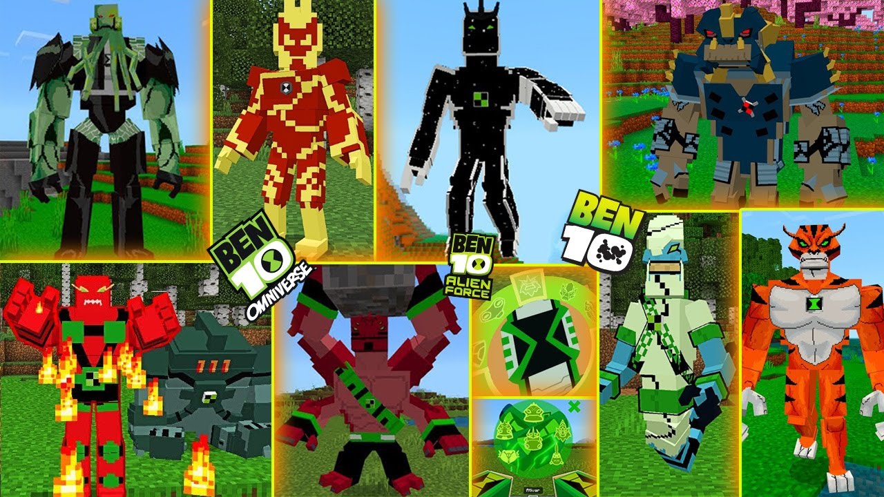 UPDATED ALIENS!! BEN 10 OMNIVERSE V21 MOD 😍 FOR MINECRAFT | MCPE 1.20 ...