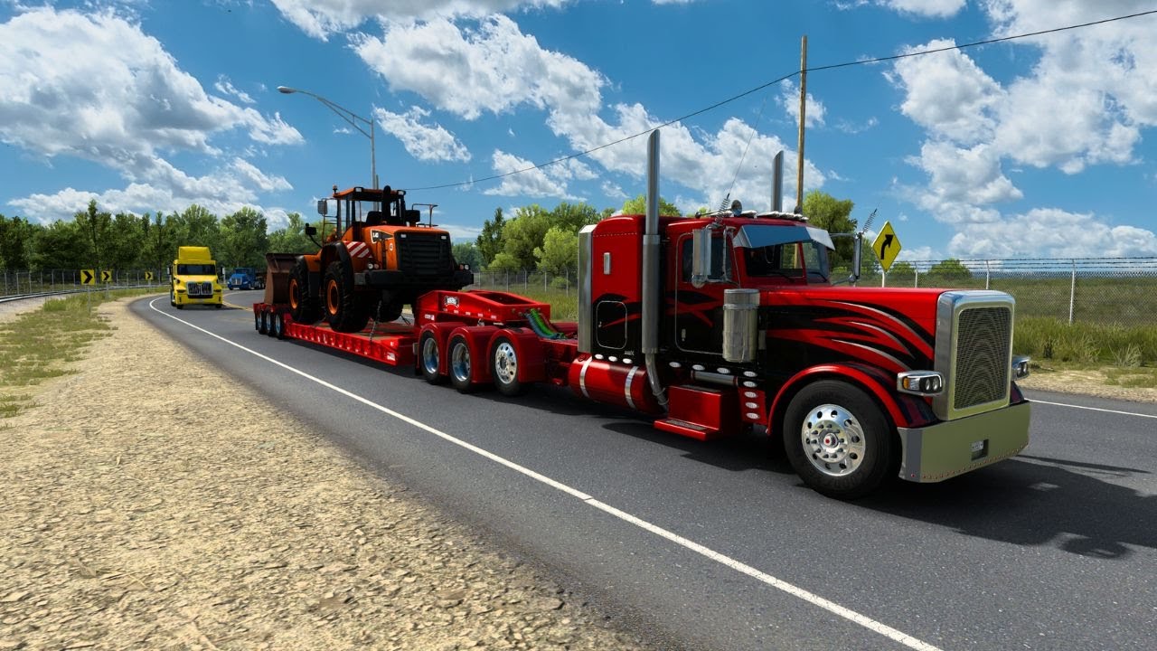 ATS 1.47- Pizzster Modding 389 with Rogers 50ton lowboy - YouTube