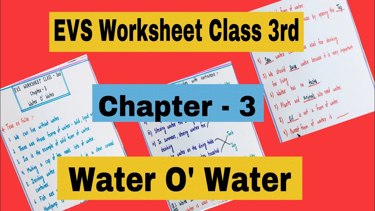 EVS worksheet class 3rd || Chapter - 3 Water O’ Water ...