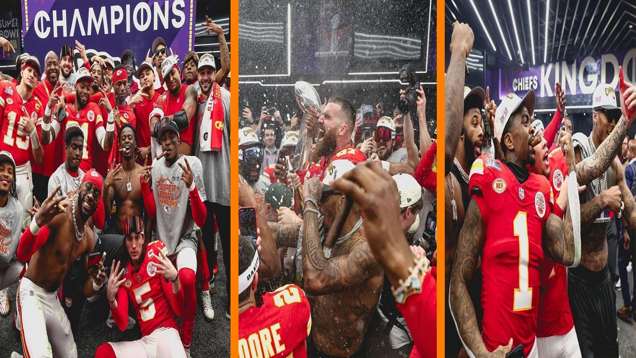 Patrick Mahomes & Chiefs Heated Locker Room Celebration After Super ...