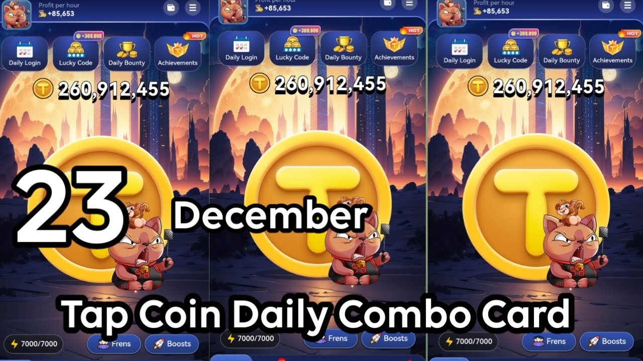 Tap Coin Daily Combo Card today|| Tap Coin Daily Bounty today 23 ...
