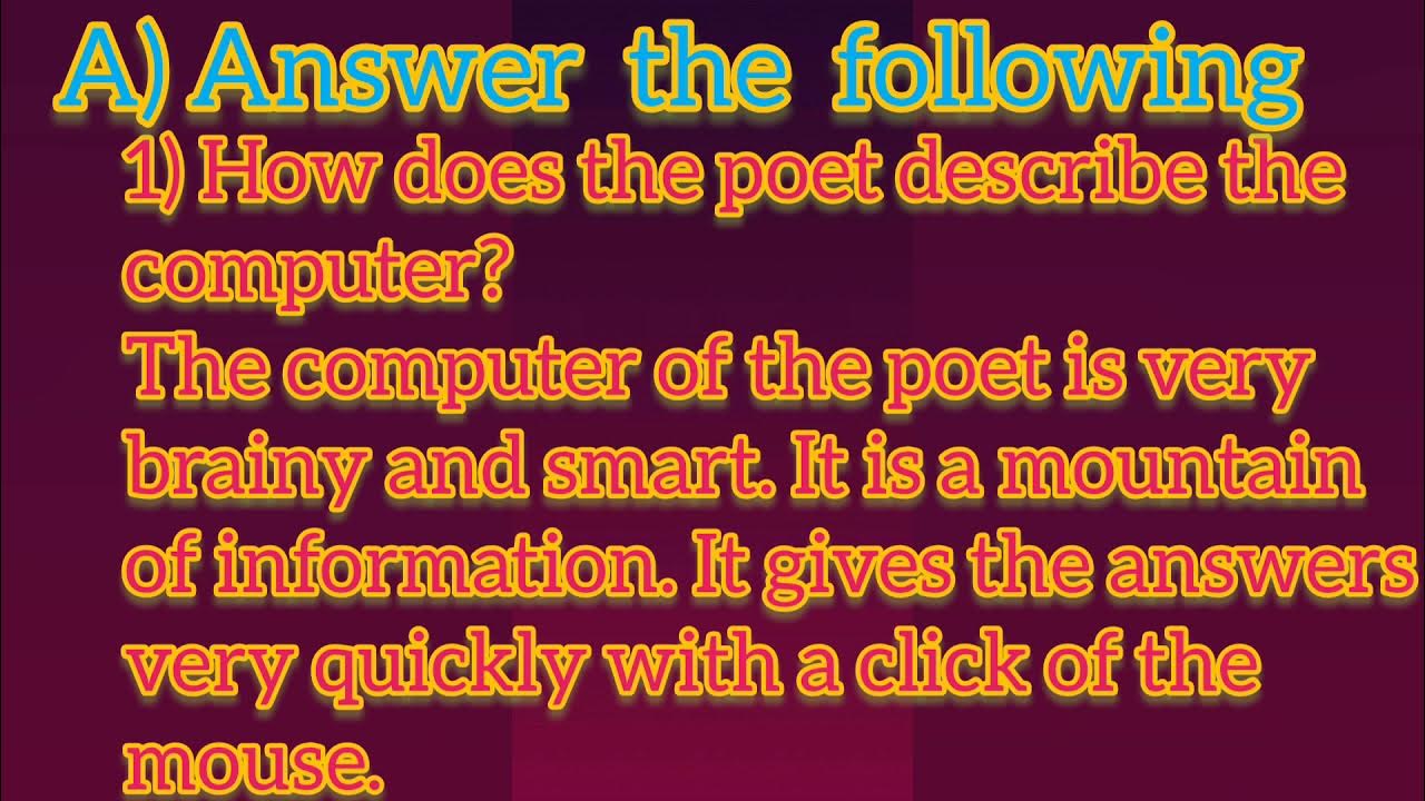 8th std English |Unit -7 | Poem|My Computer Needs a break Book back ...