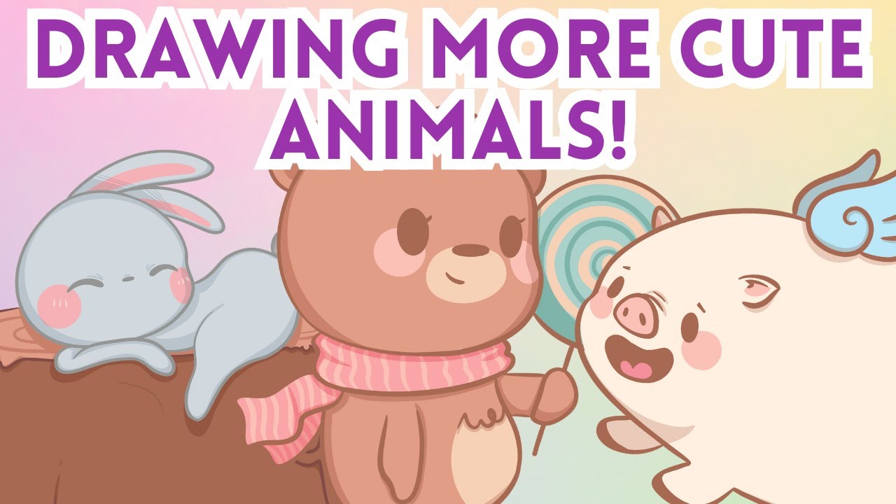 How to Draw Cute Animals: Bear, Bunny & Pig in Procreate - YouTube