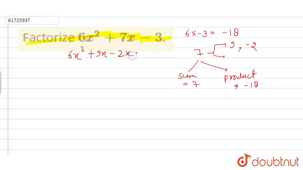 Factorize 6x 2 7x 3 YouTube