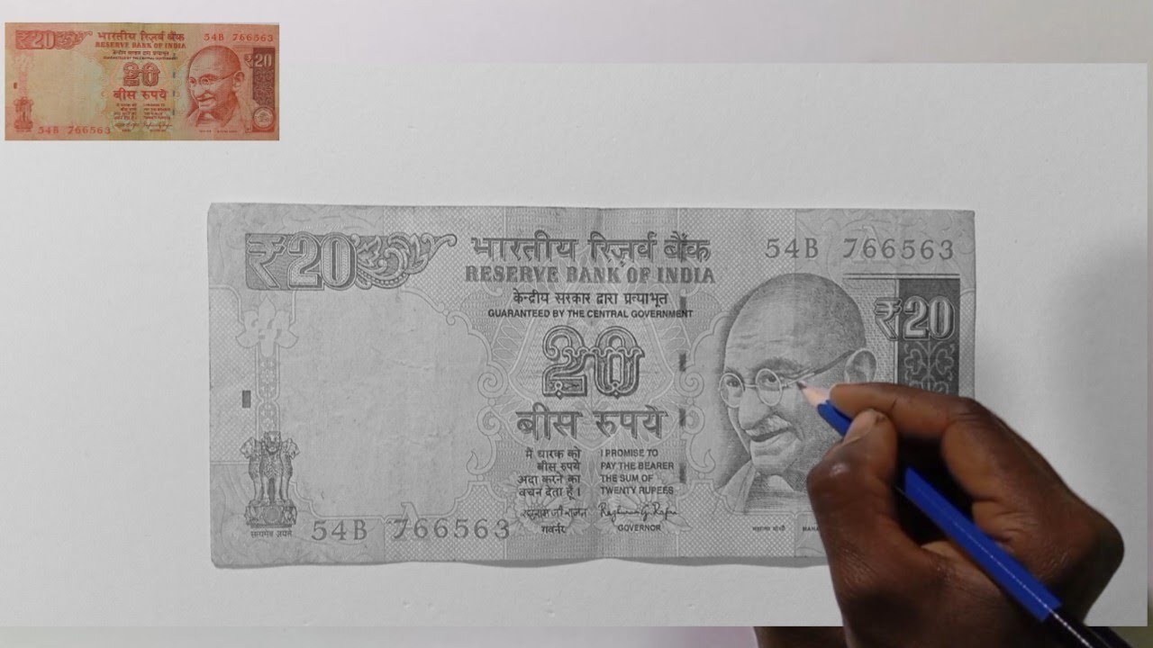 20 Rupees Not Ki Sketching How To Draw 20 Rupee Not Full Tutorial🔥 ...