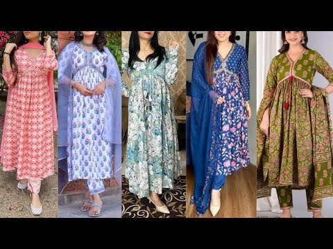 Printed Cotton Alia Cut Suit Design Ideas For Summer | Alia Cut Kurti ...