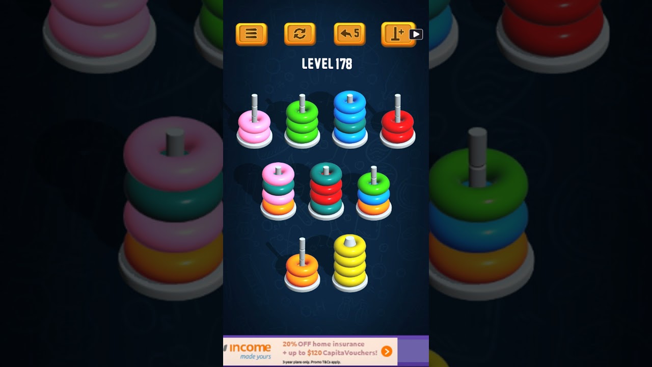Hoop Sort Puzzle - Color Ring Stack Sorting Game Level 178 Solution ...