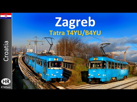 【4K】ZAGREB TRAM - Tatra T4YU/B4YU  (2019)