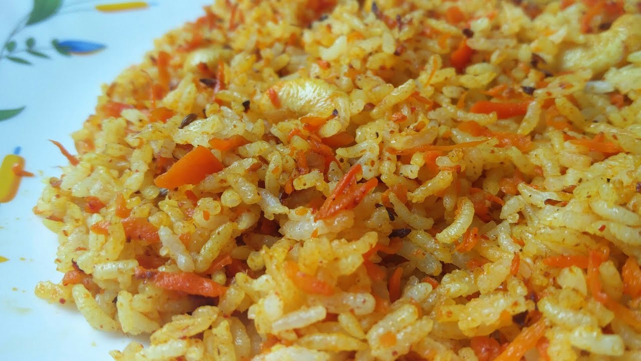 Carrot Rice || Quick And Easy Carrot Rice || Instant Carrot Rice ...