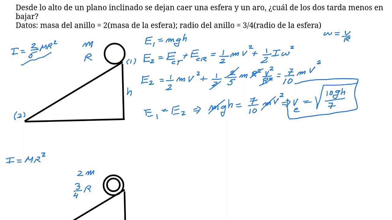 Rodadura de una esfera y un aro por un plano inclinado - YouTube