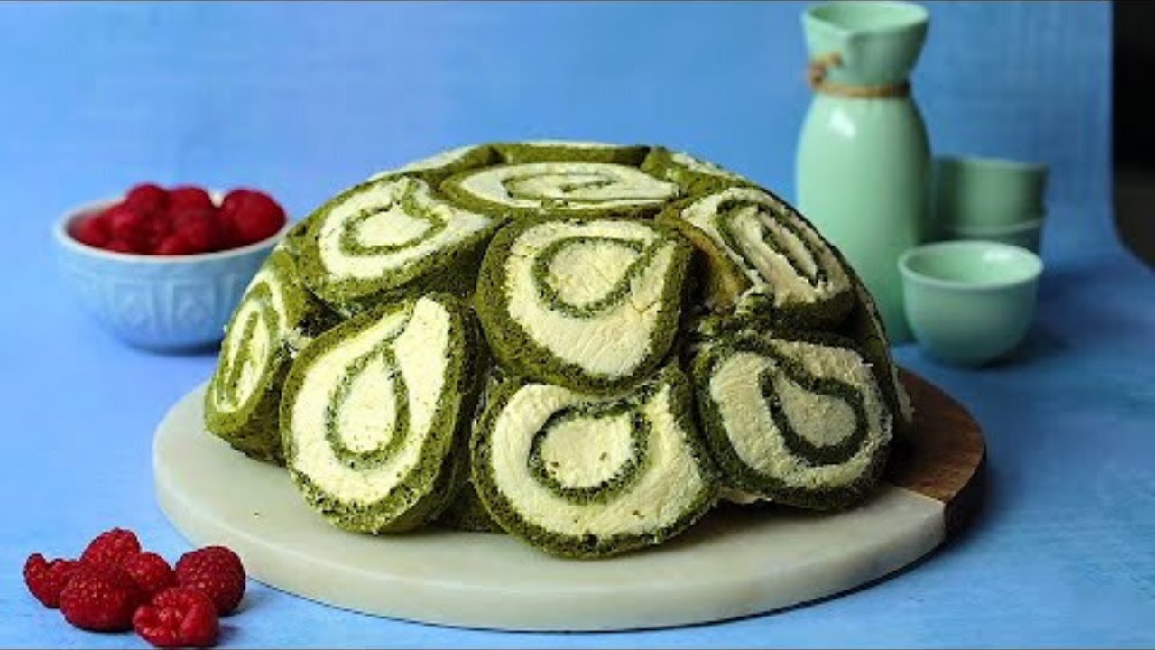 White Chocolate and Raspberry Matcha Cake Dome - YouTube