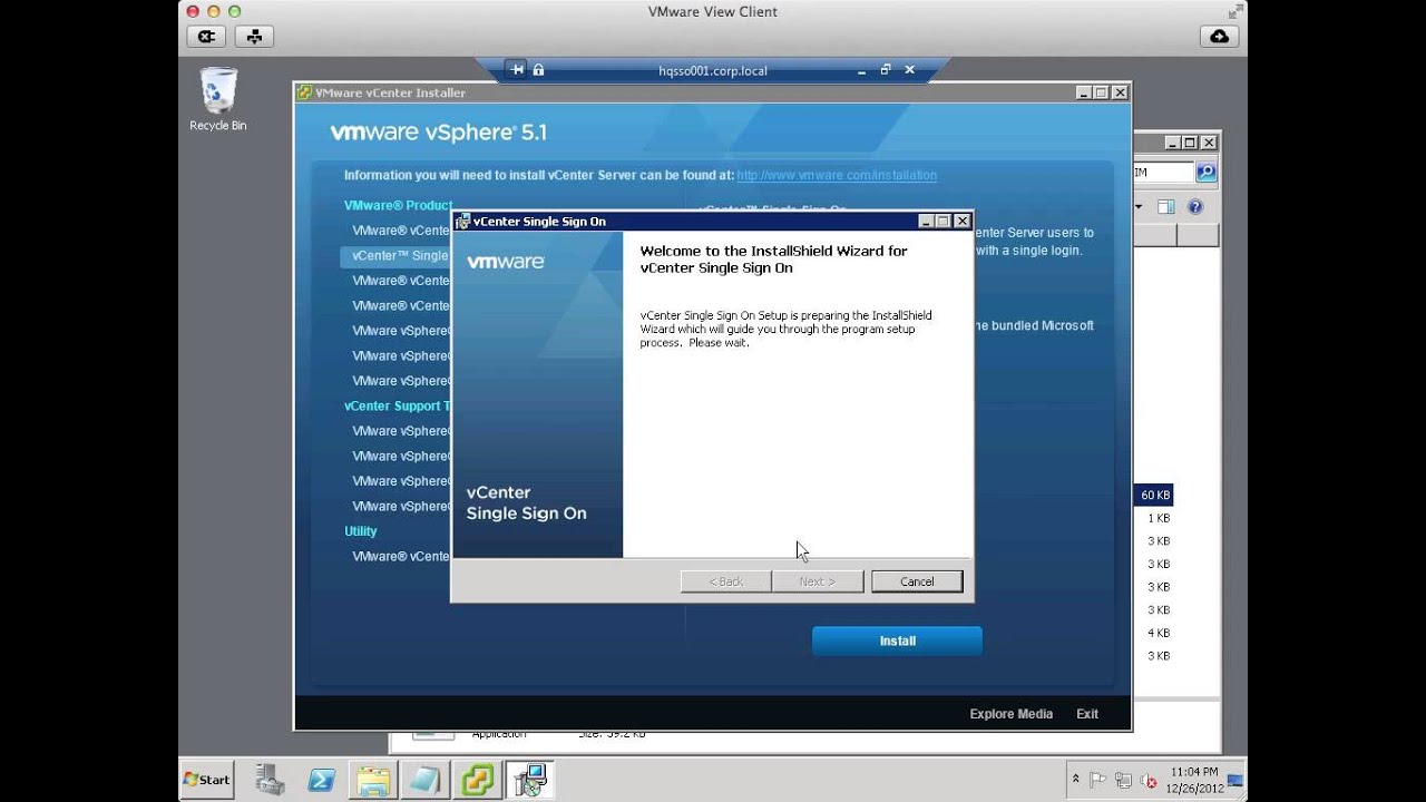VMware vCenter Single Sign-On Installation - YouTube