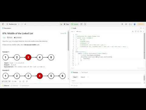 #leetcode 876 Middle of a Linked List - YouTube