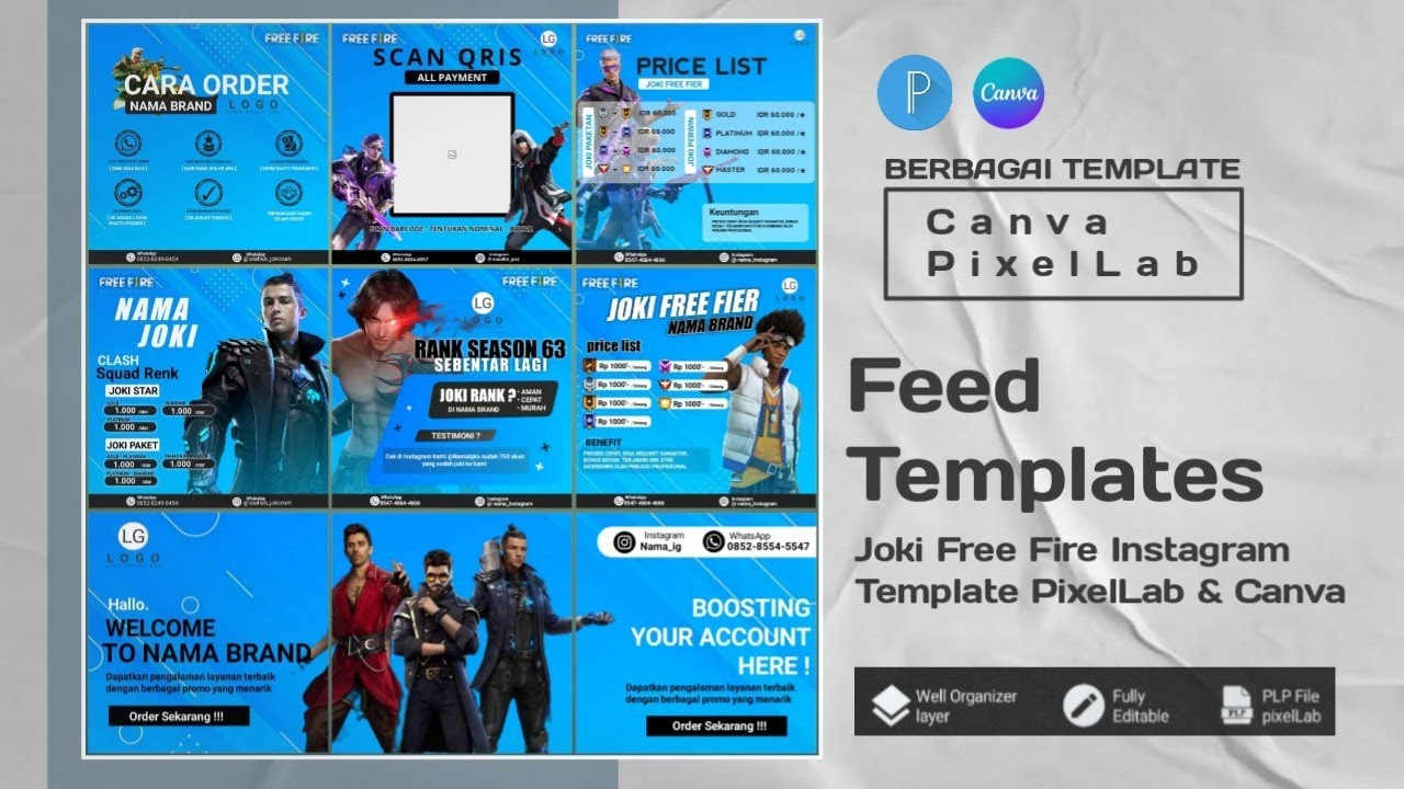 Joki Free Fire Instagram Template PixelLab & Canva - YouTube