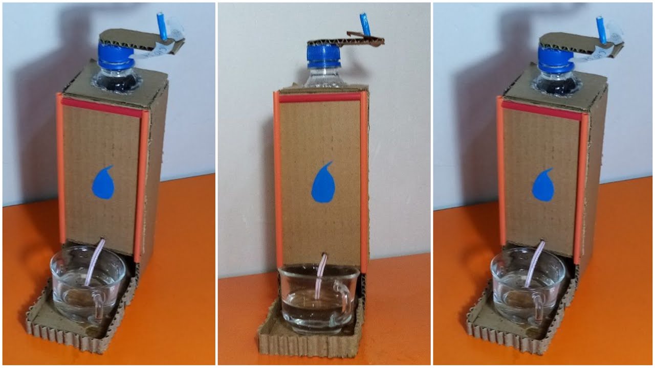 How To Make A Water Dispenser From Cardboard || Homemade Water ...