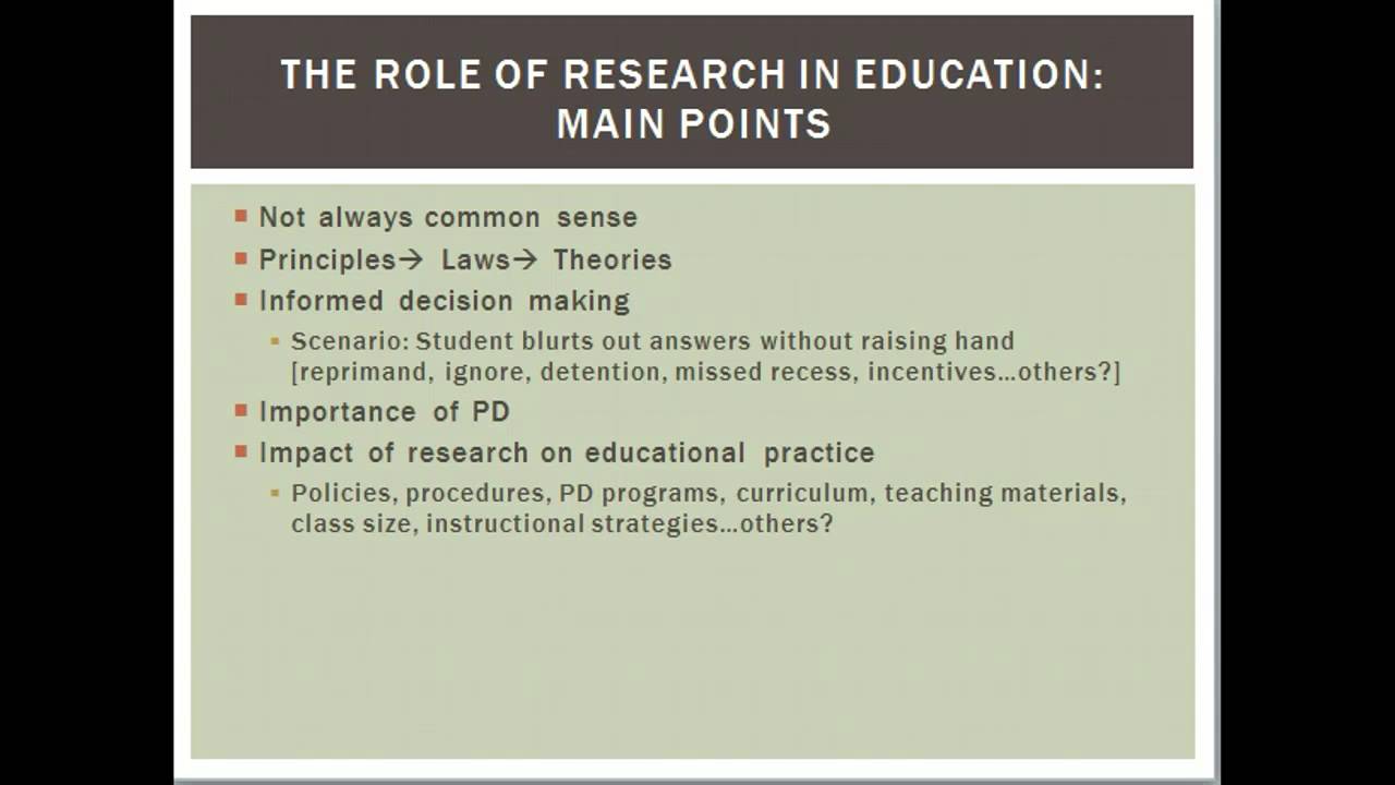 The Role of Research in Education - YouTube