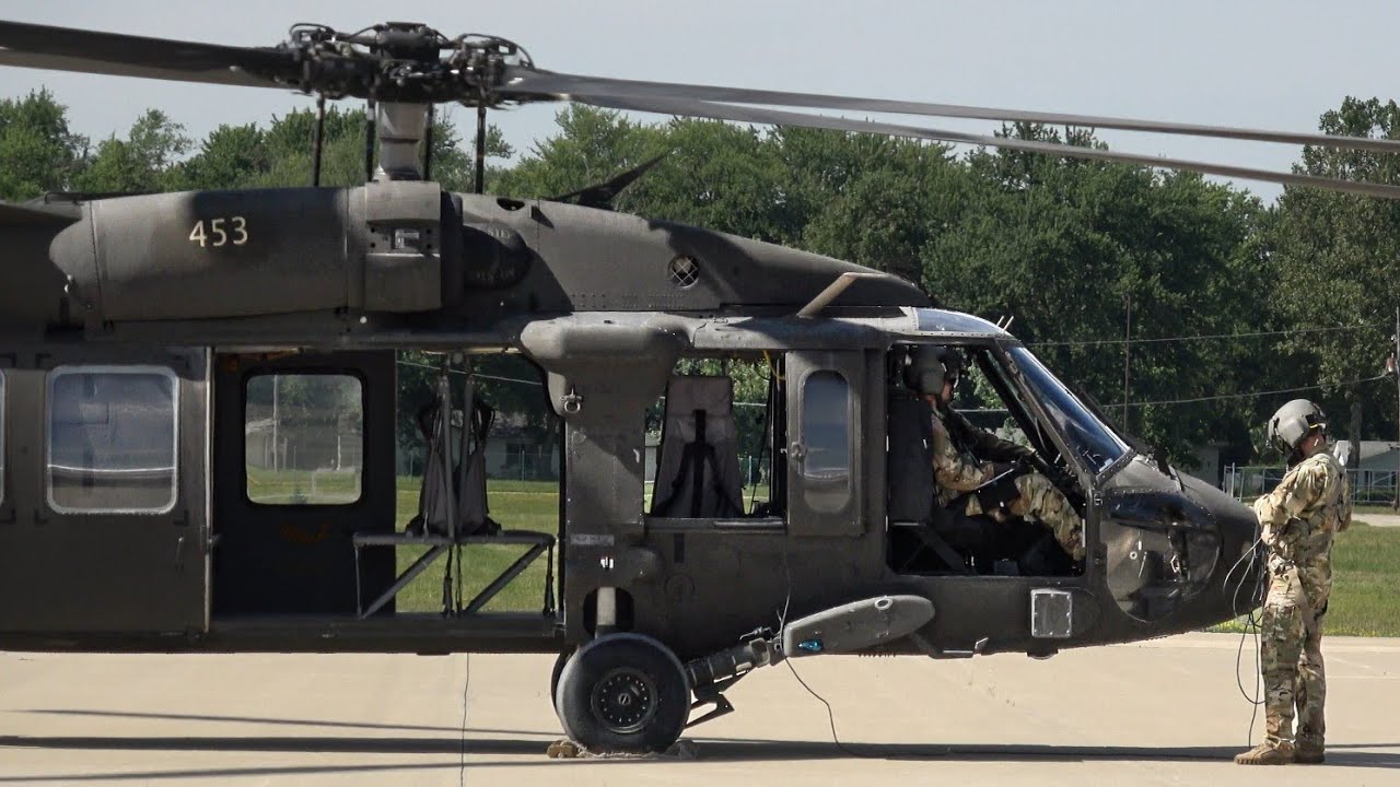 Illinois Army National Guard UH-60 Blackhawk Full Start-Up and Takeoff ...