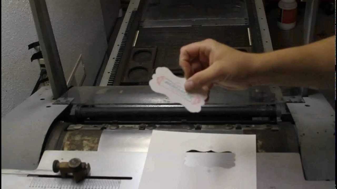 Die Cutting on a Vandercook Universal III proof press with home made ...