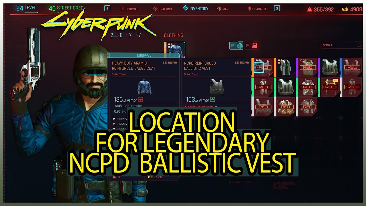 Location for legendary NCPD Ballistic Vest in Cyberpunk 2077 - YouTube