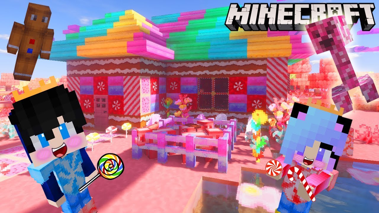 Minecraft สร้างบ้านขนมหวาน candy สุดน่ารักมุ้งมิ้ง - YouTube