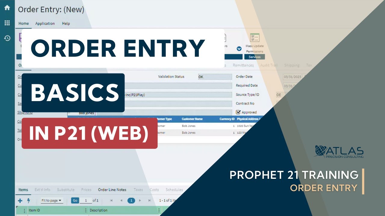 Prophet 21 Training and How To - Order Entry: Order Entry Basics Web - YouTube