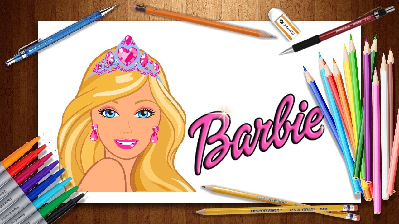 Barbie Drawing - How to draw Barbie - How to draw a girl - Drawing ...