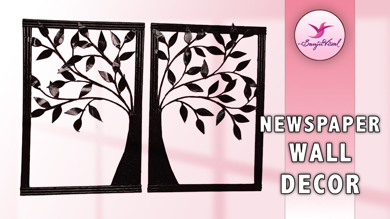 Newspaper Wall Decor / Newspaper Tree / DIY / Wall decoration Ideas ...