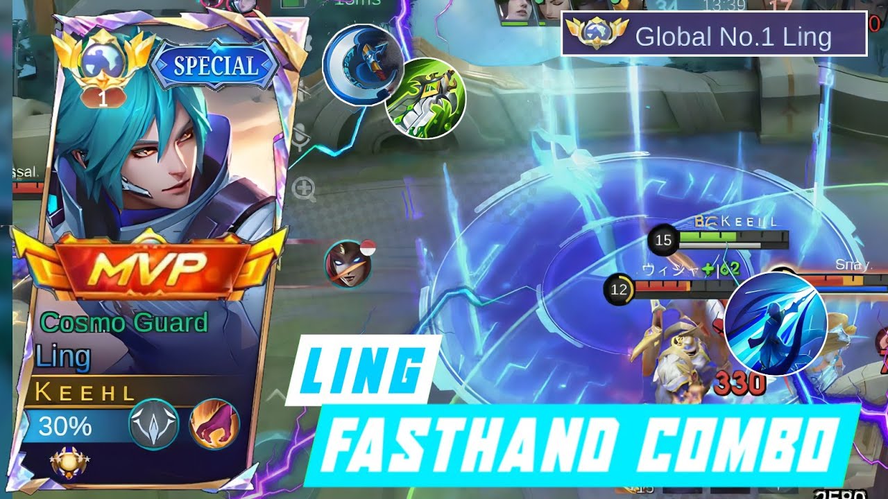 LING COSMO GUARD FASTHAND COMBO! GLOBAL LING CARRY TEAM IN SOLO RANK ...