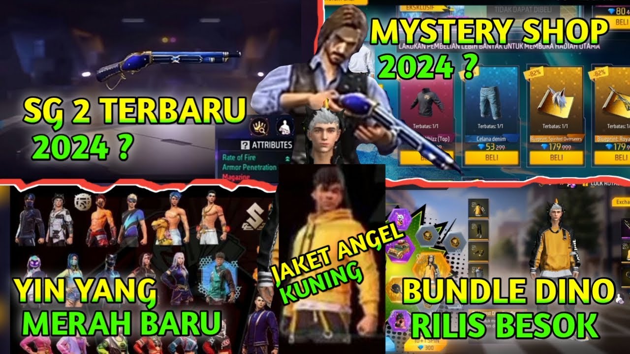 BOCORAN FF, MYSTERY SHOP 2024, SG 2 TERBARU 2024, YIN YANG MERAH RILIS, JAKET ANGEL KUNING BARU ...