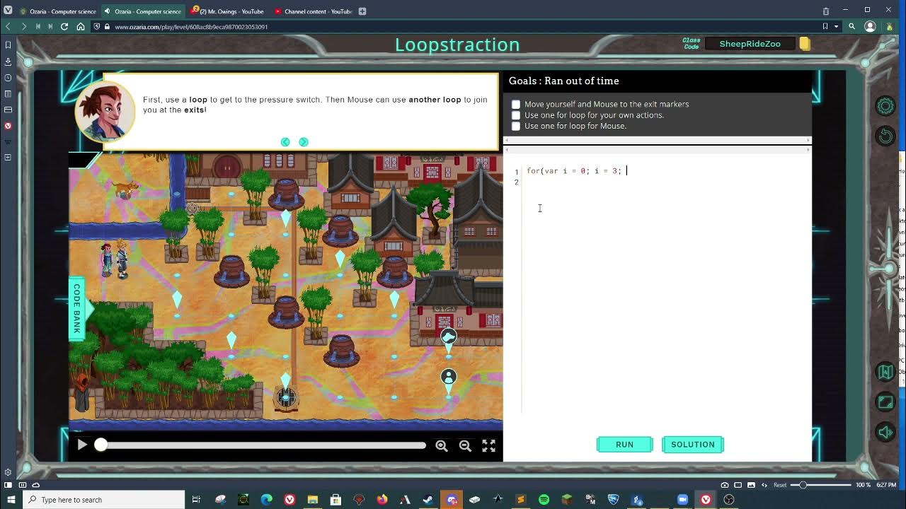 Ozaria Javascript Chapter 3 Module 2 Loopstraction Youtube