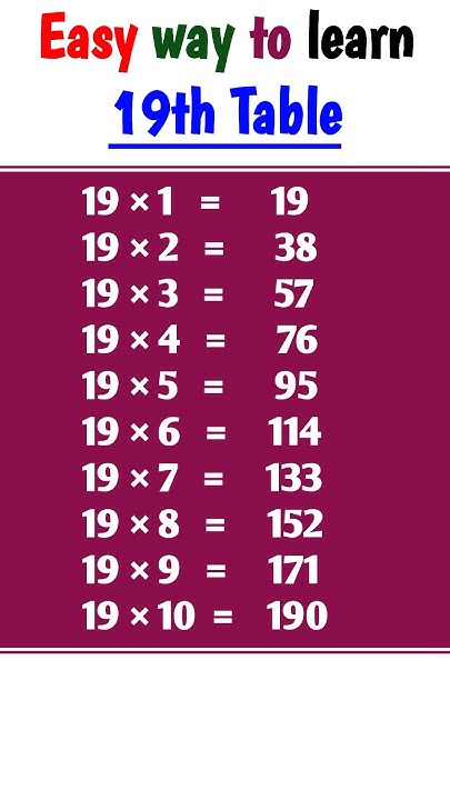 Learn 19 Times Table Trick | Easy way to learn 19 times table | 19 ...