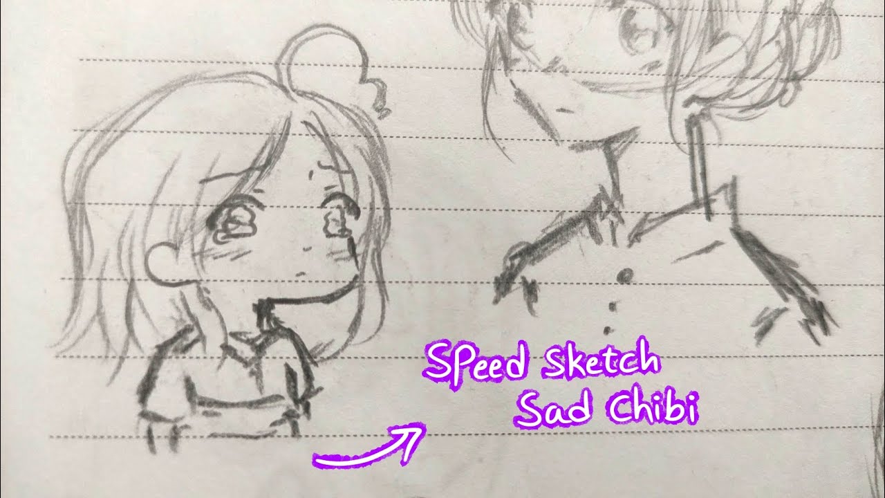 [Speed sketch with pencil] : sad chibi girl drawing | ~ anime chibi ...