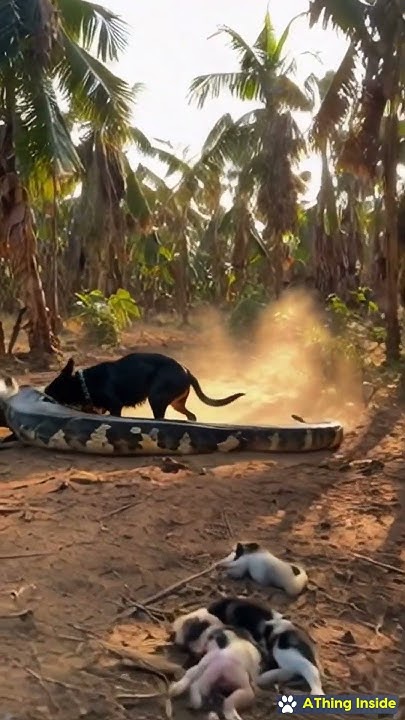 3 mother dogs bite giant python to death - YouTube